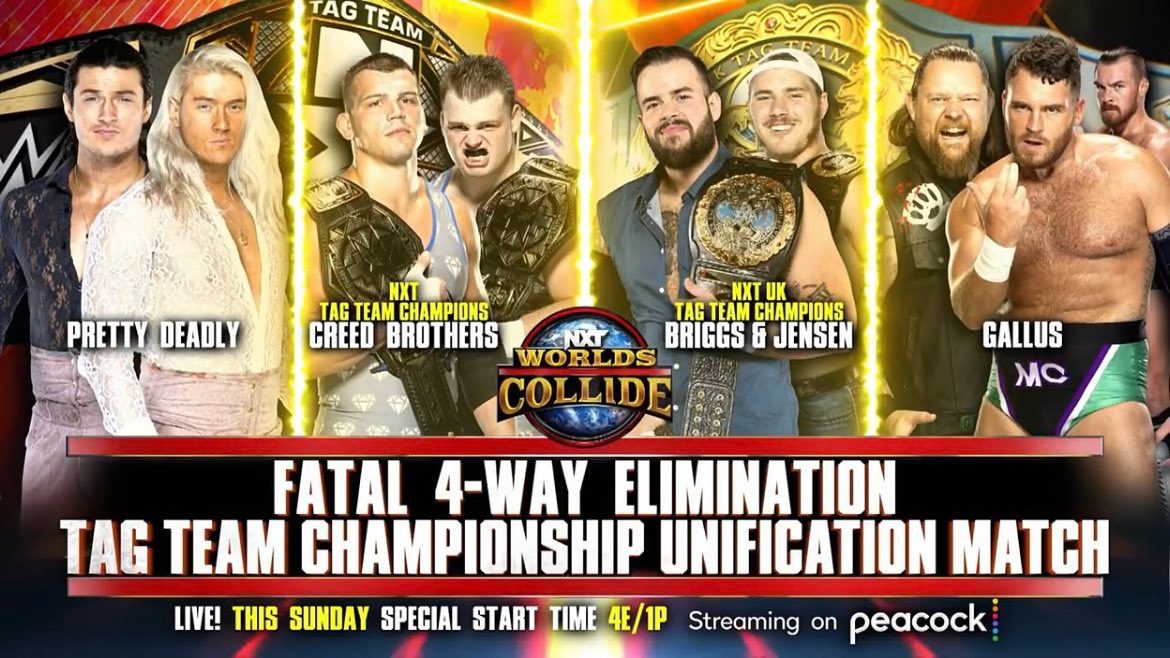 Four-Way Tag Title Elimination Bout Set For WWE NXT Worlds Collide