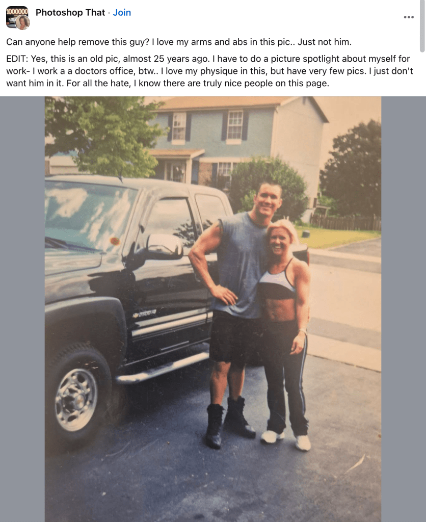 Woman Wants Help Editing Randy Orton Out Of Her Picture