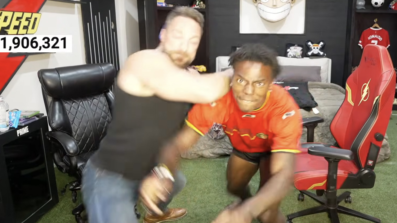 WATCH: WWE Star LA Knight Attacks IShowSpeed During Livestream ...